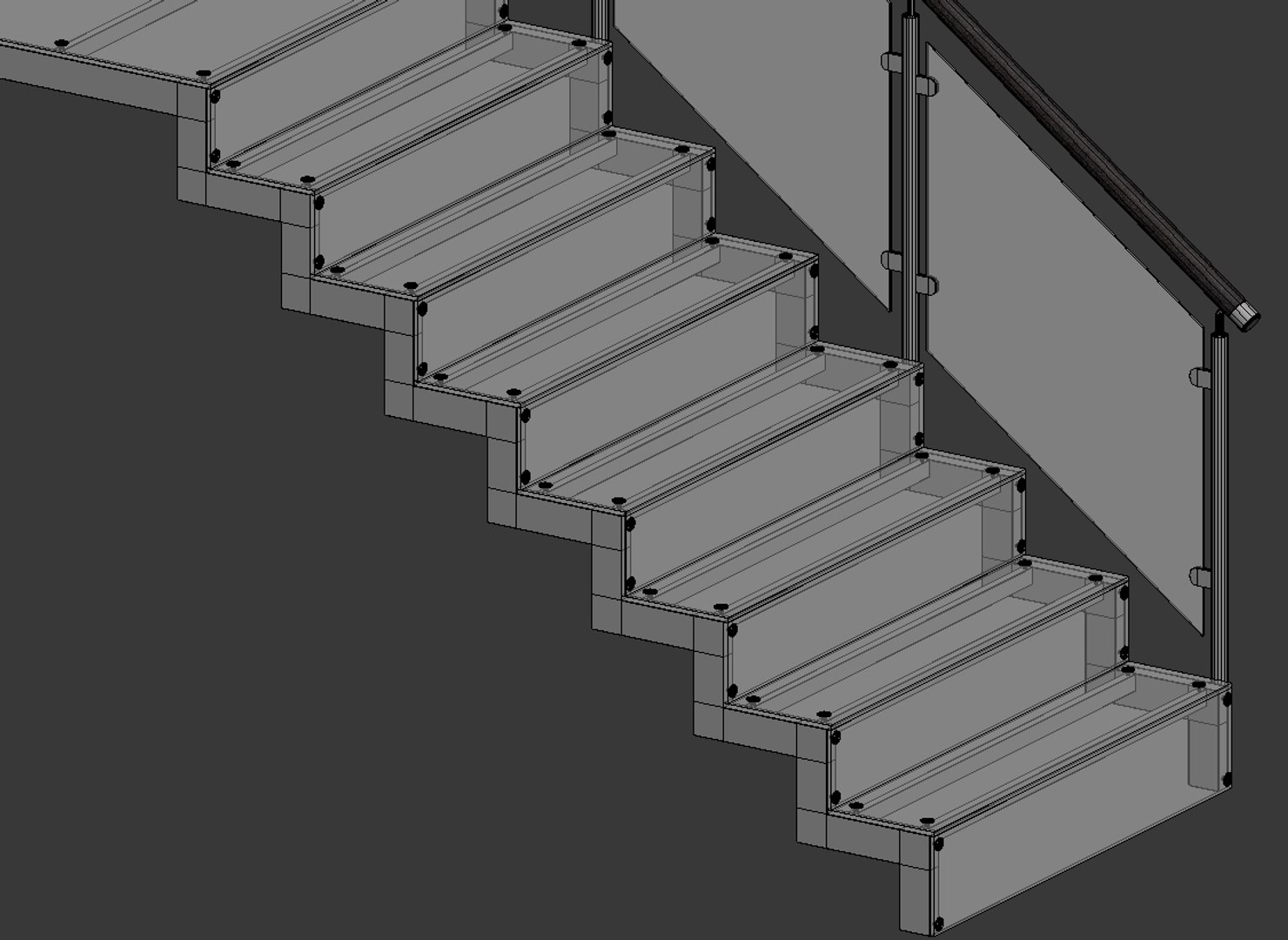 3d Glass Stairs Model