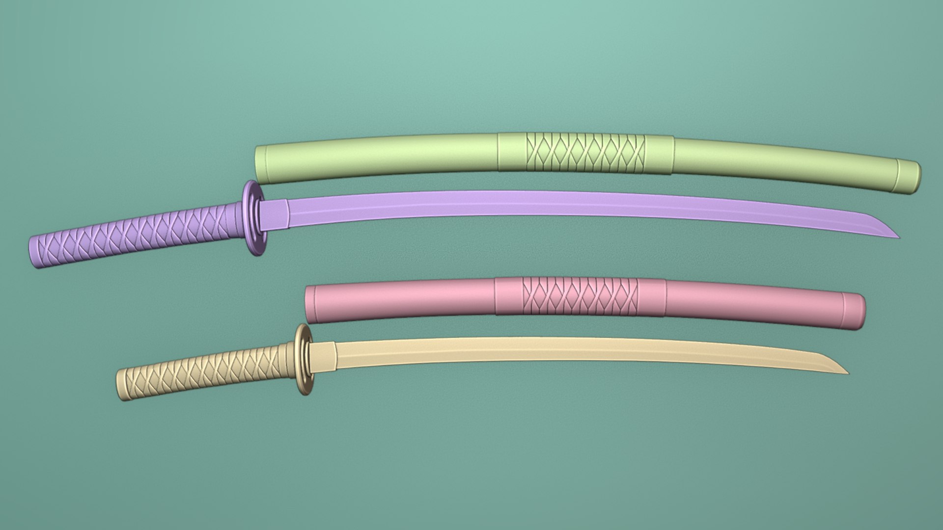3D Black Double Bladed Katana Wakizashi And Stand - TurboSquid 2352588