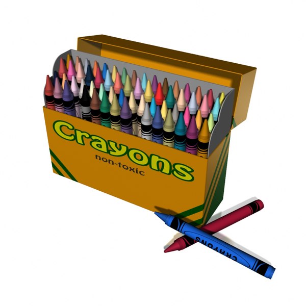 3d 24 crayons colored model