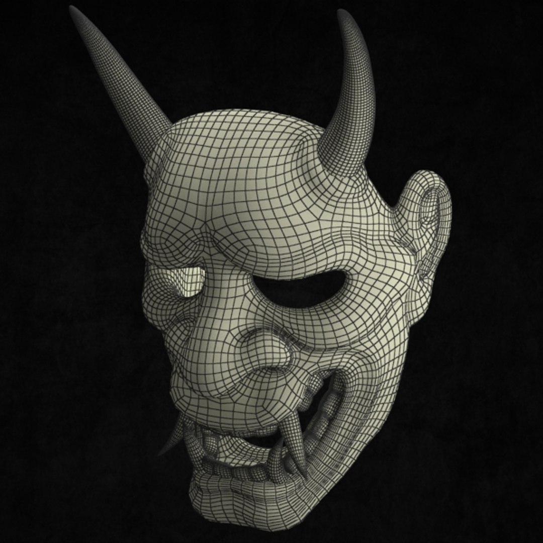 japanese demon mask 3d obj