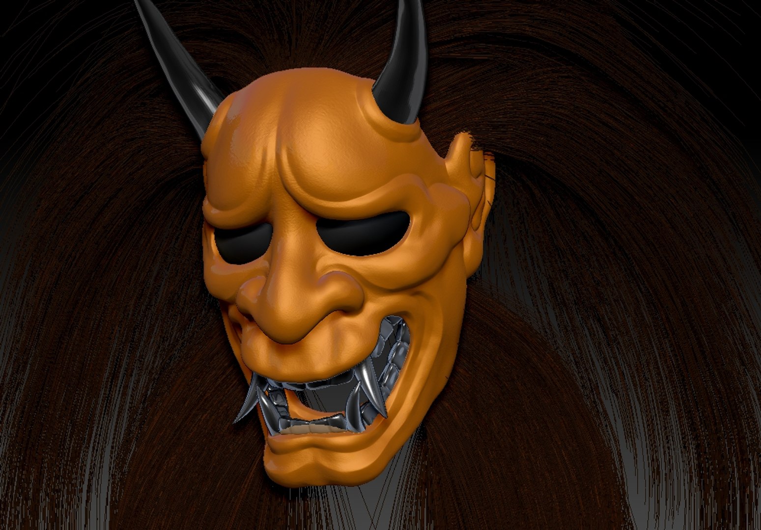 japanese demon mask 3d obj