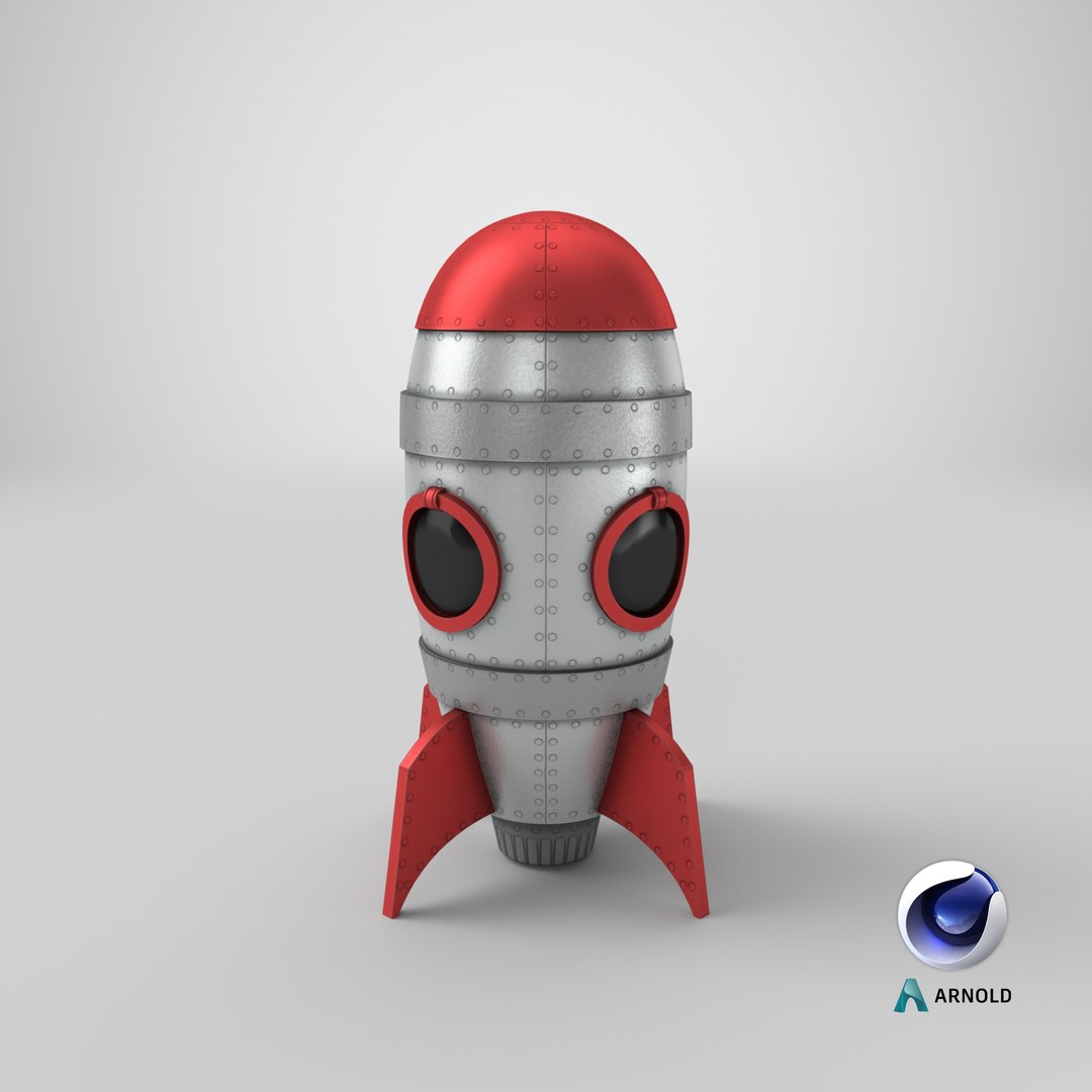 3D model retro space rocket cartoon - TurboSquid 1440665