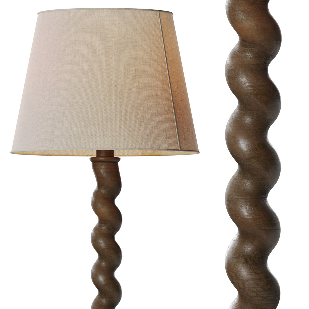 French Twisted Wood Floor Lamp 3D Model - TurboSquid 2210601