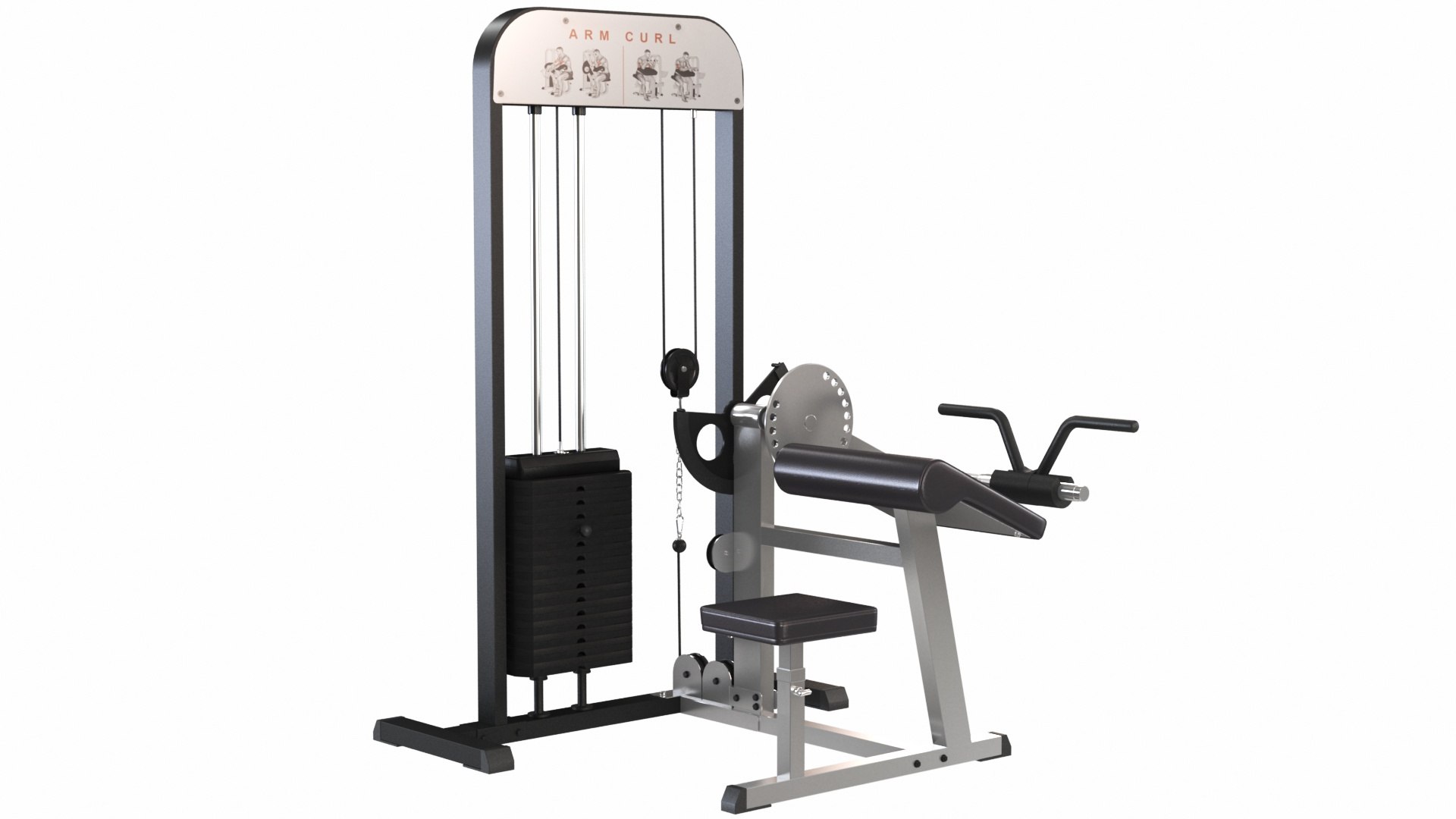 GYM Arm Biceps And Triceps Curl Machine 3D Model - TurboSquid 1924361