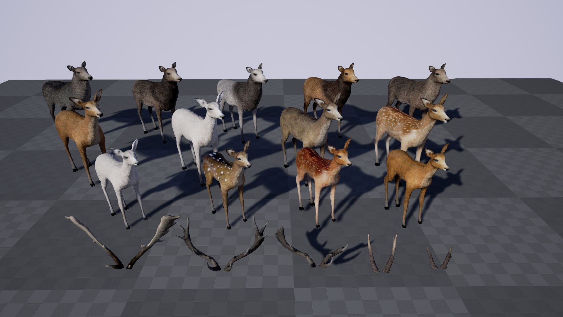 Deer Modular Pack 3d Model