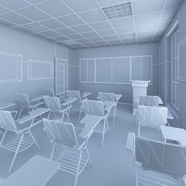 3d model classroom interior design