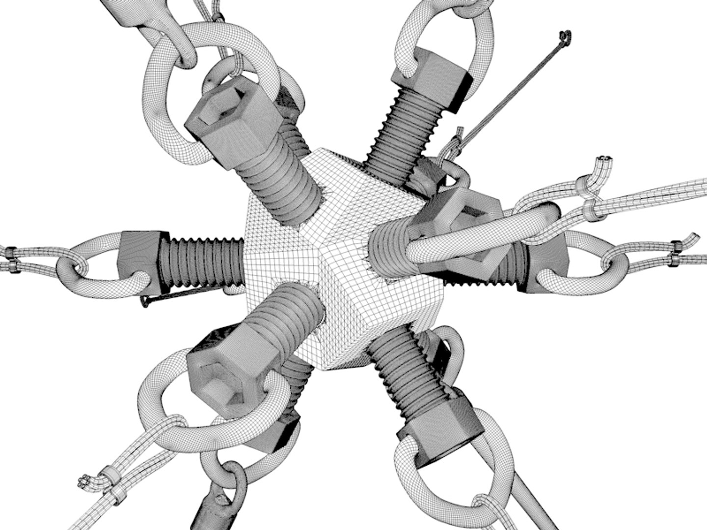 3d model bolt nut wire
