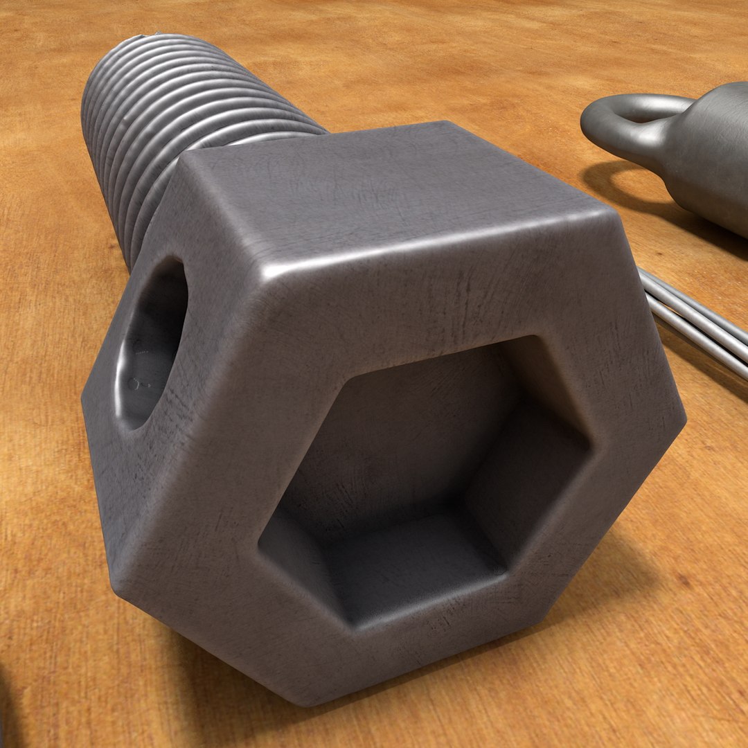3d model bolt nut wire