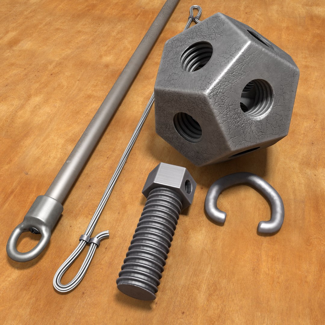 3d model bolt nut wire