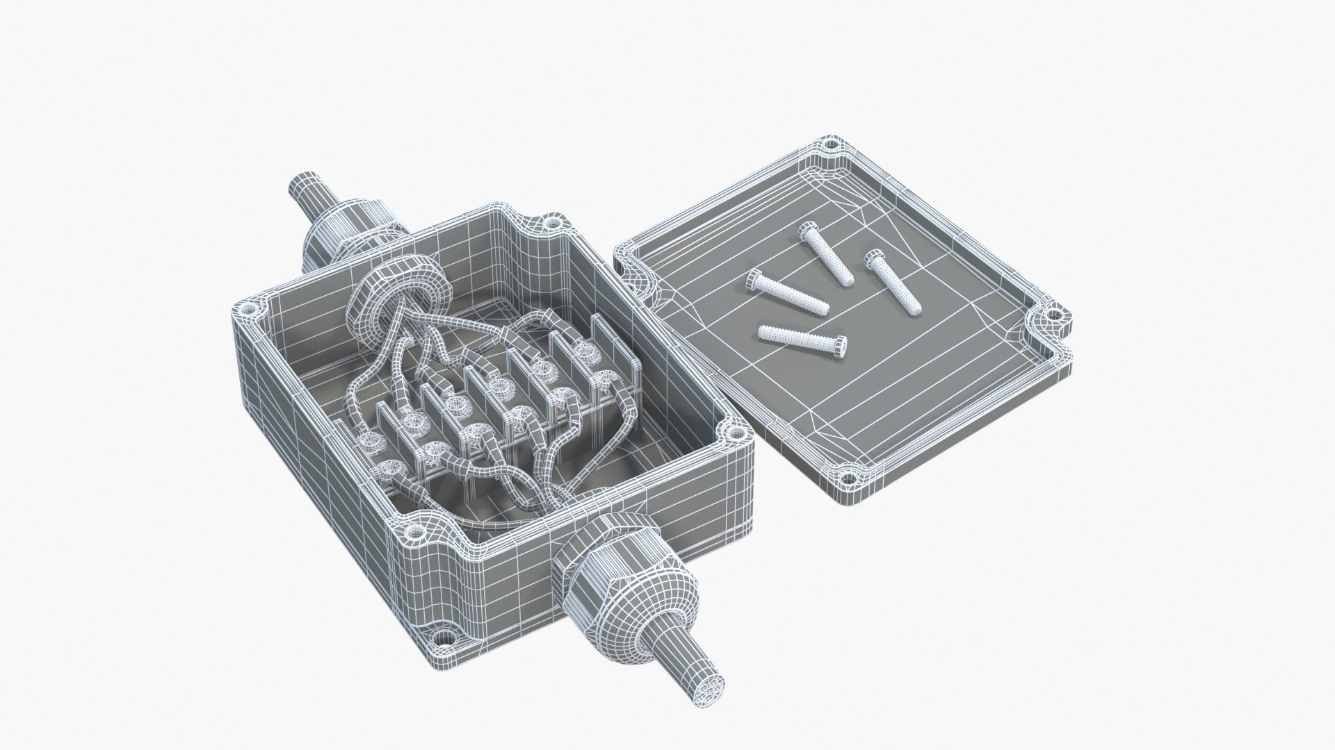 Black Junction Box With 2 Wires Model - TurboSquid 1908711