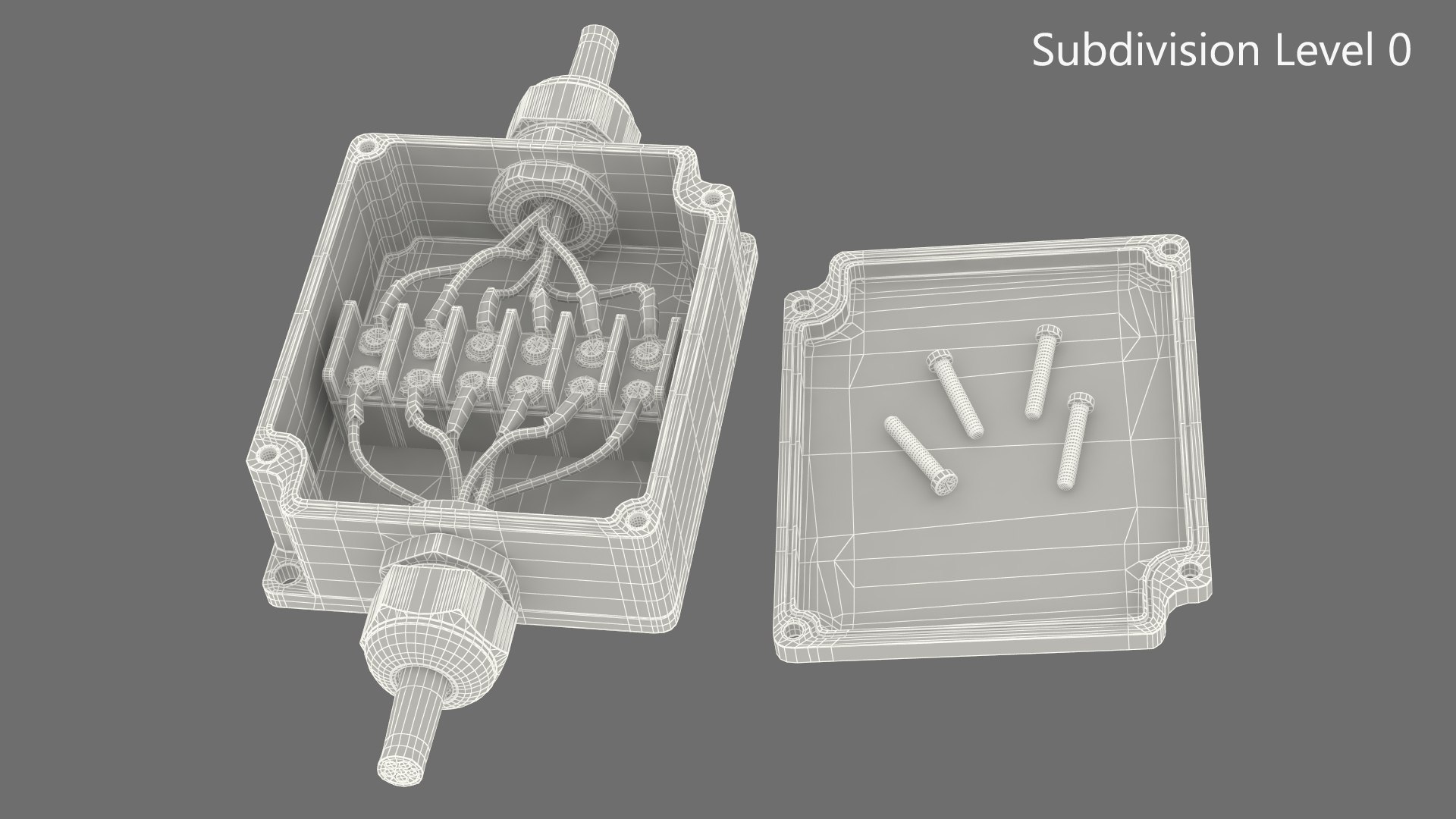 Black Junction Box with 2 Wires model - TurboSquid 1908711