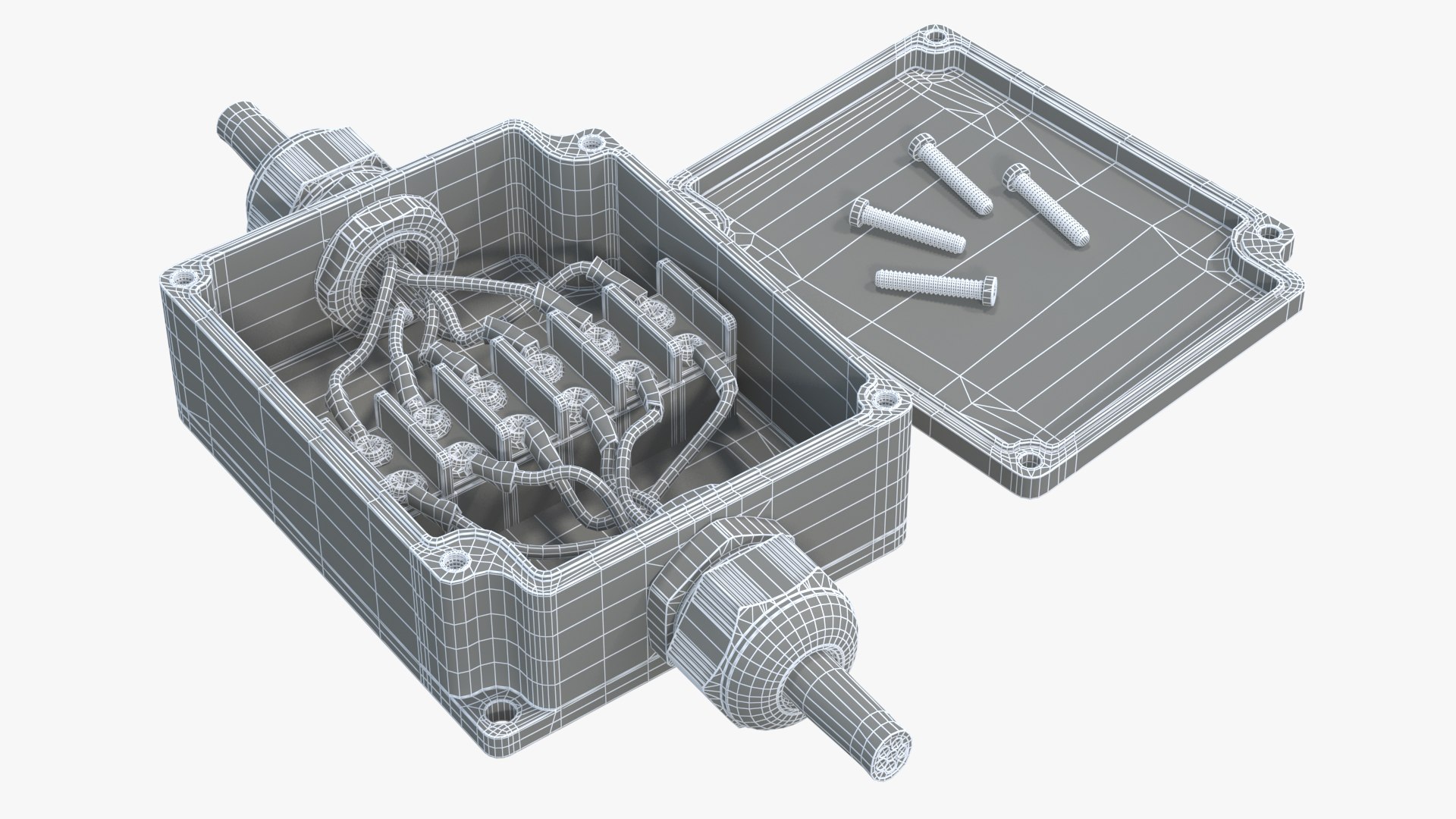 Black Junction Box with 2 Wires model - TurboSquid 1908711