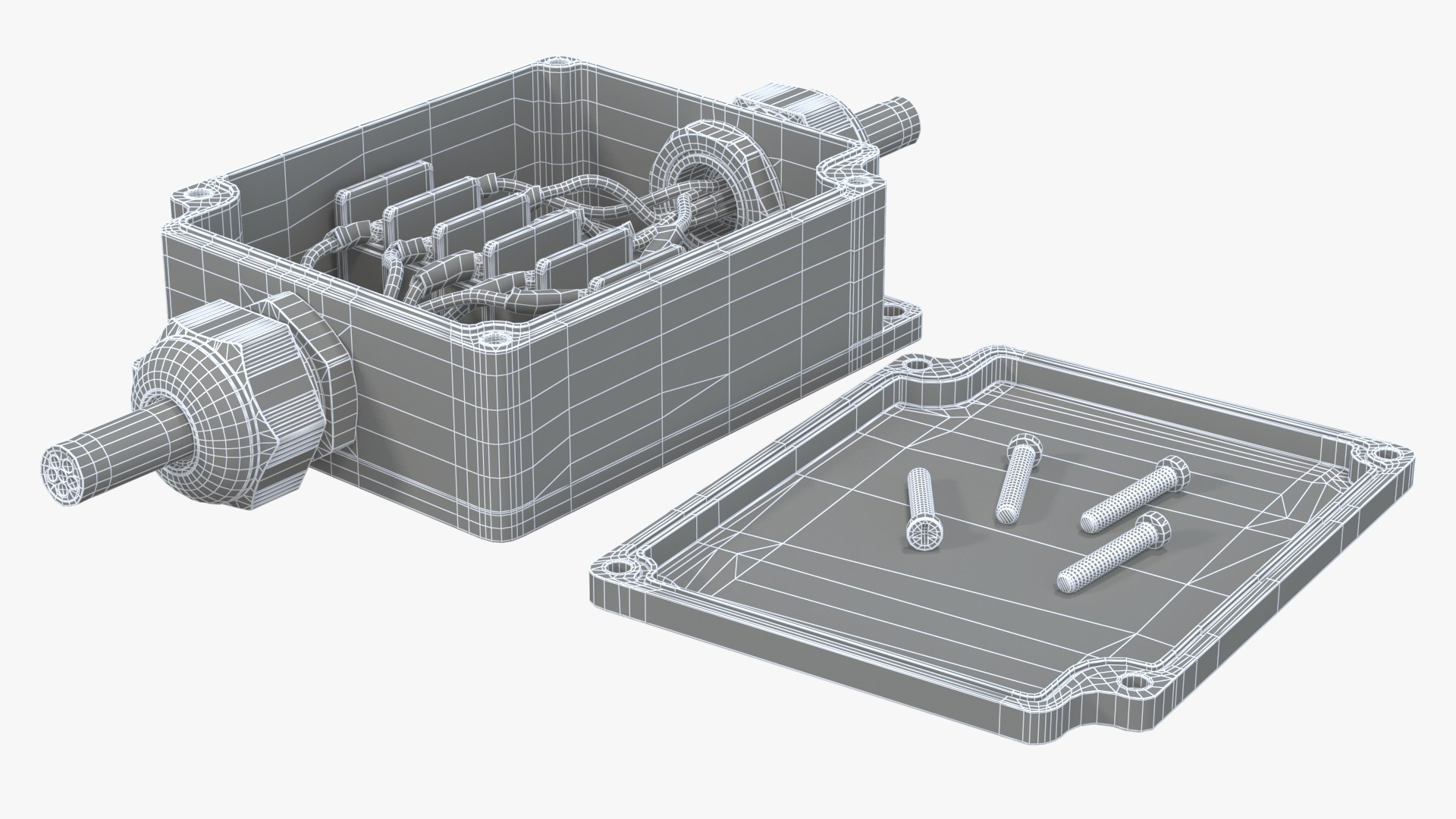 Black Junction Box with 2 Wires model - TurboSquid 1908711