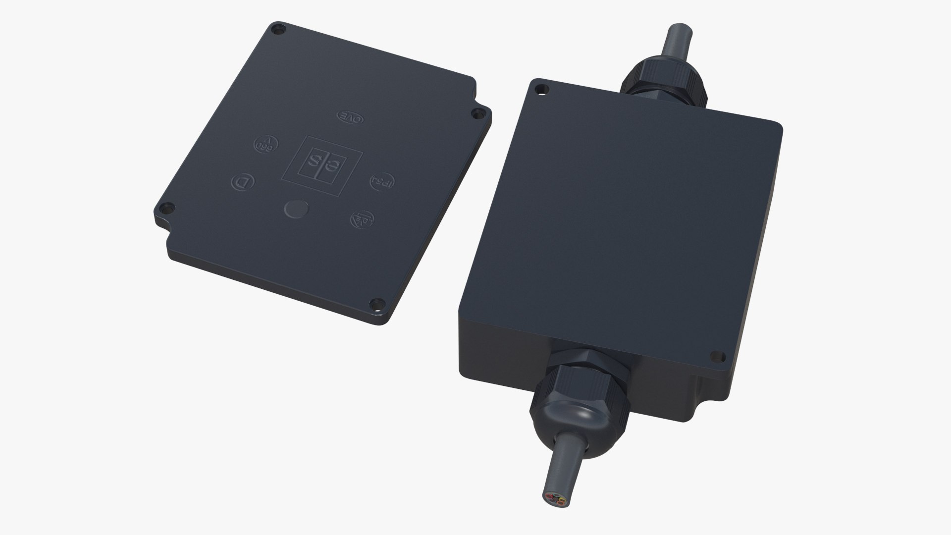 Black Junction Box With 2 Wires Model - TurboSquid 1908711