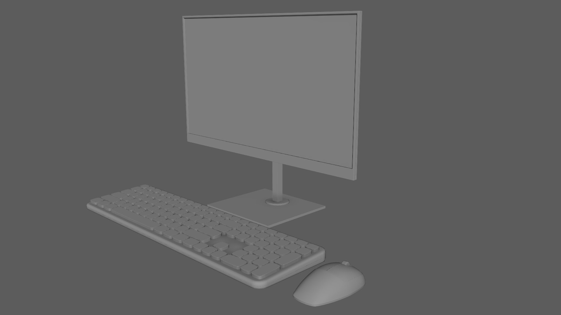 Wireles Computer Set Keyboard Mouse Monitor Black 3D Model - TurboSquid ...