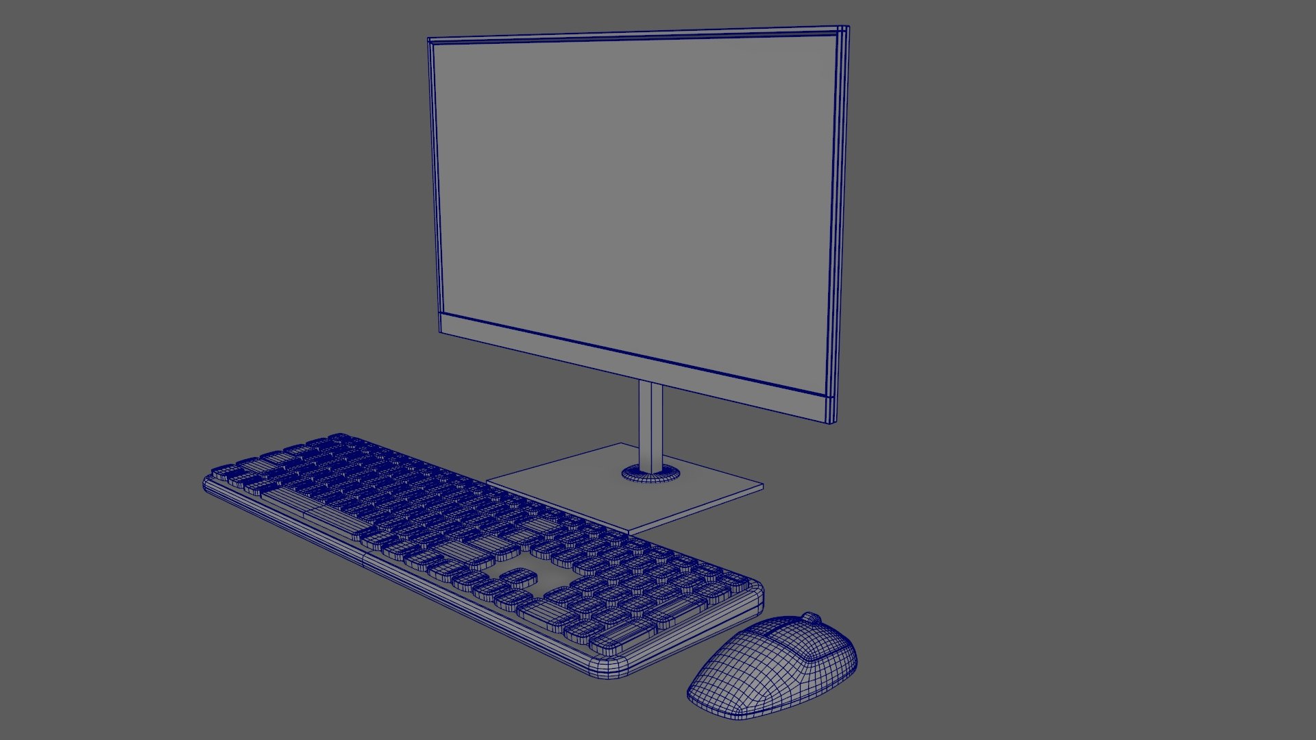 Wireles Computer Set Keyboard Mouse Monitor Black 3D Model - TurboSquid ...