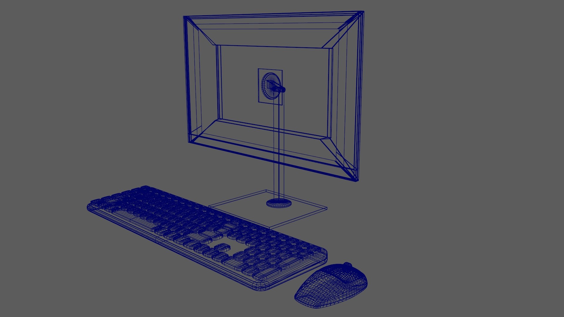 Wireles Computer Set Keyboard Mouse Monitor Black 3D Model - TurboSquid ...