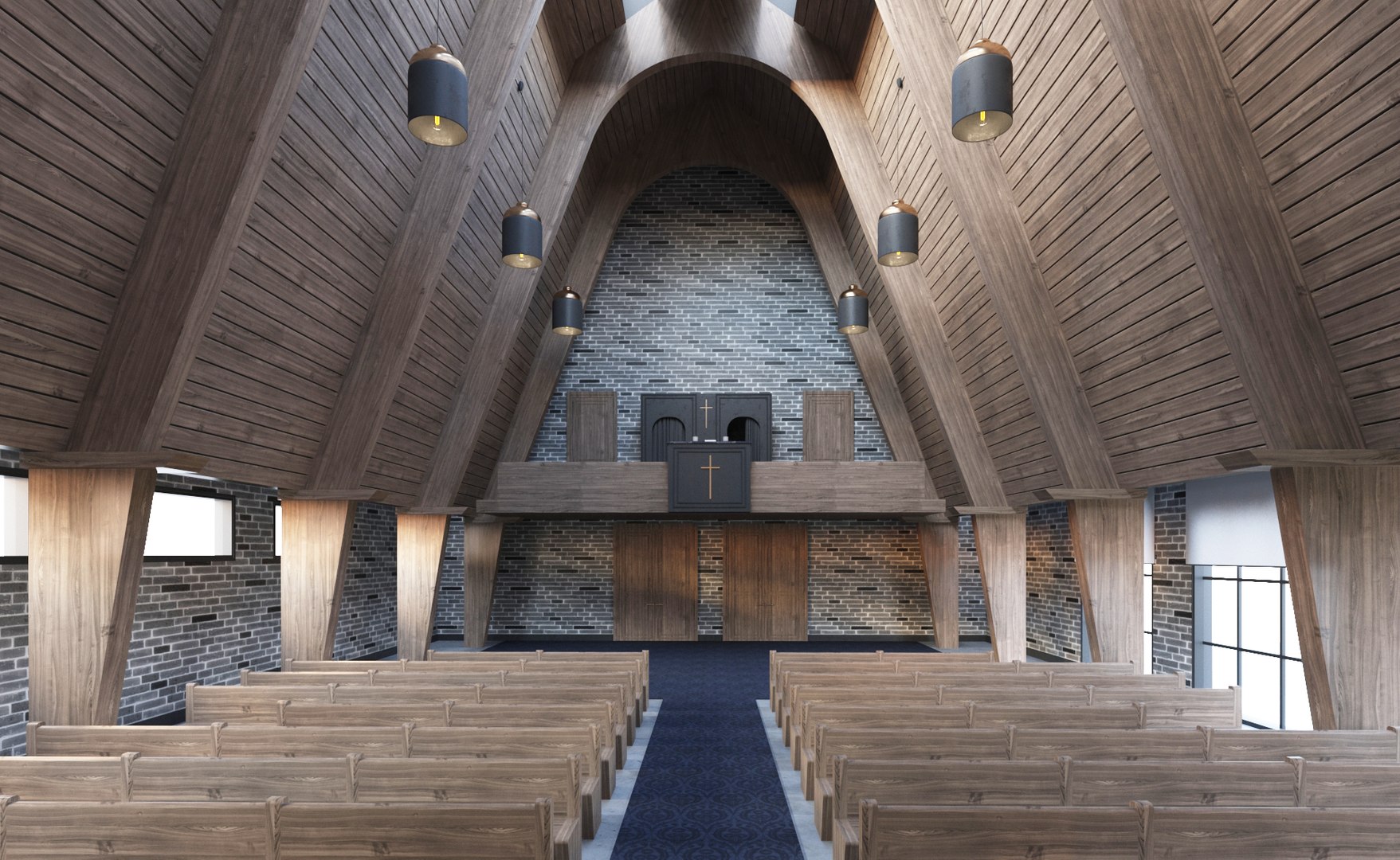 3D Modern Church Interior Model - TurboSquid 2193978