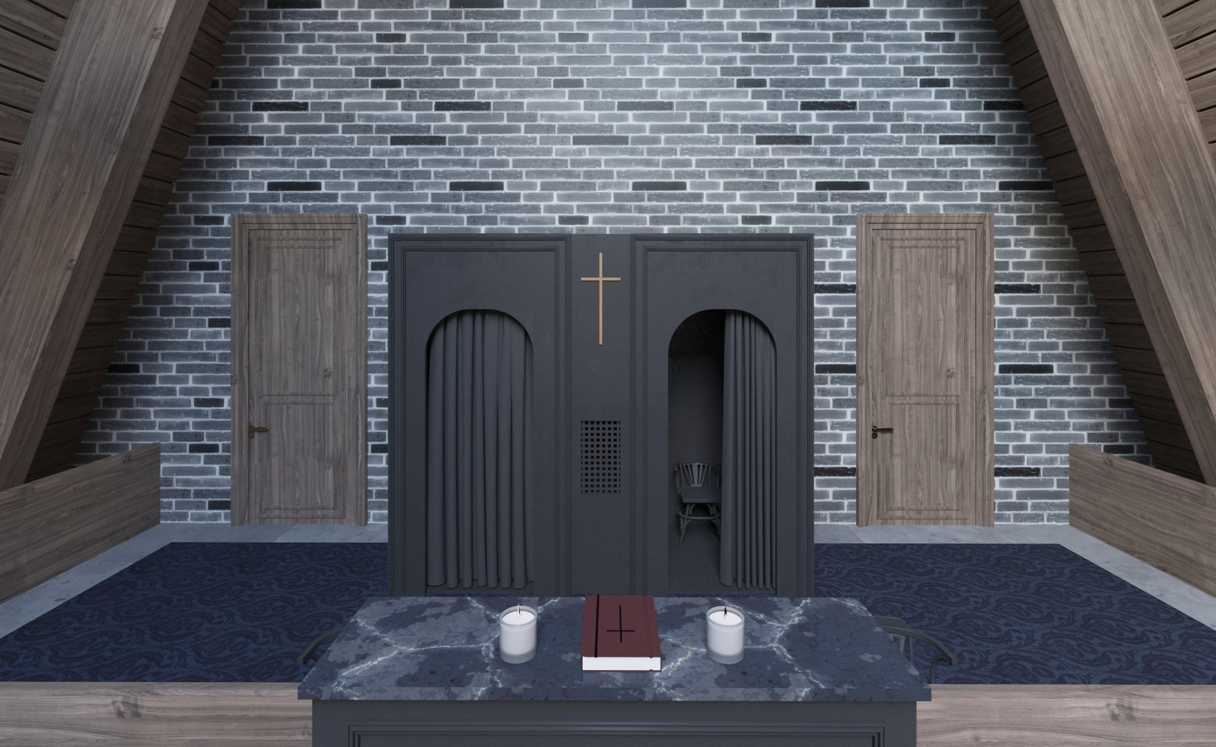 3D Modern Church Interior Model - TurboSquid 2193978