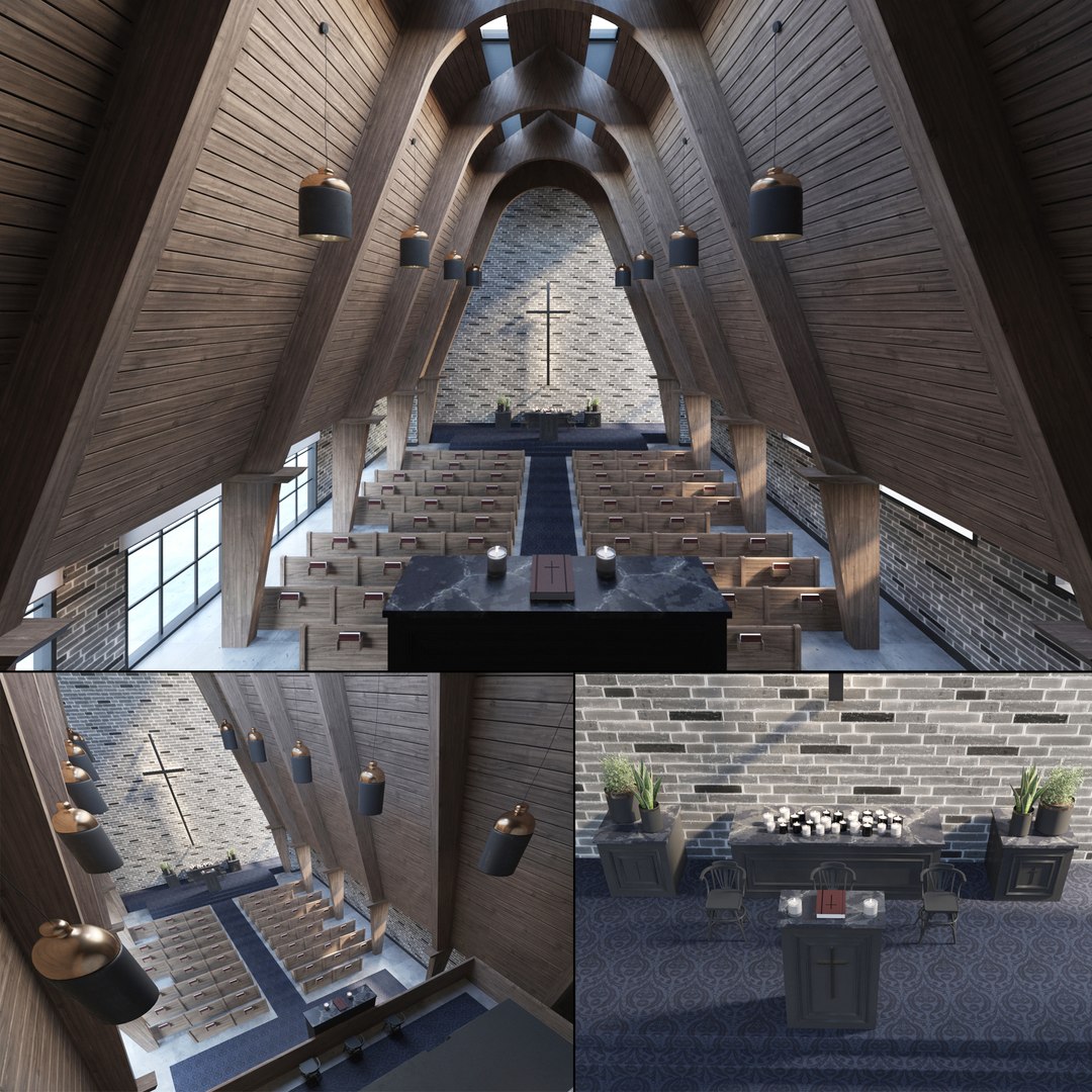 3D Modern Church Interior Model - TurboSquid 2193978