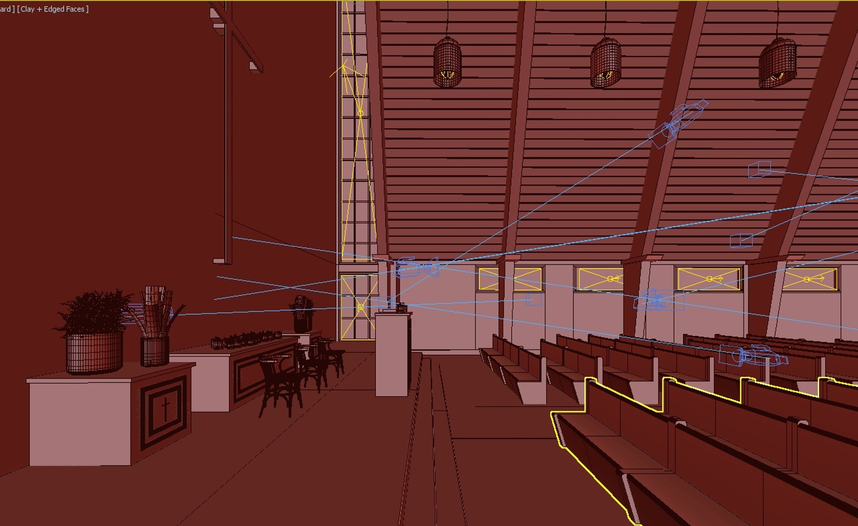 3D Modern Church Interior Model - TurboSquid 2193978