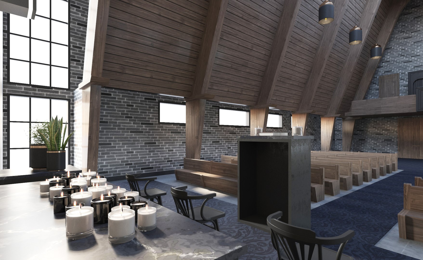 3D Modern Church Interior Model - TurboSquid 2193978