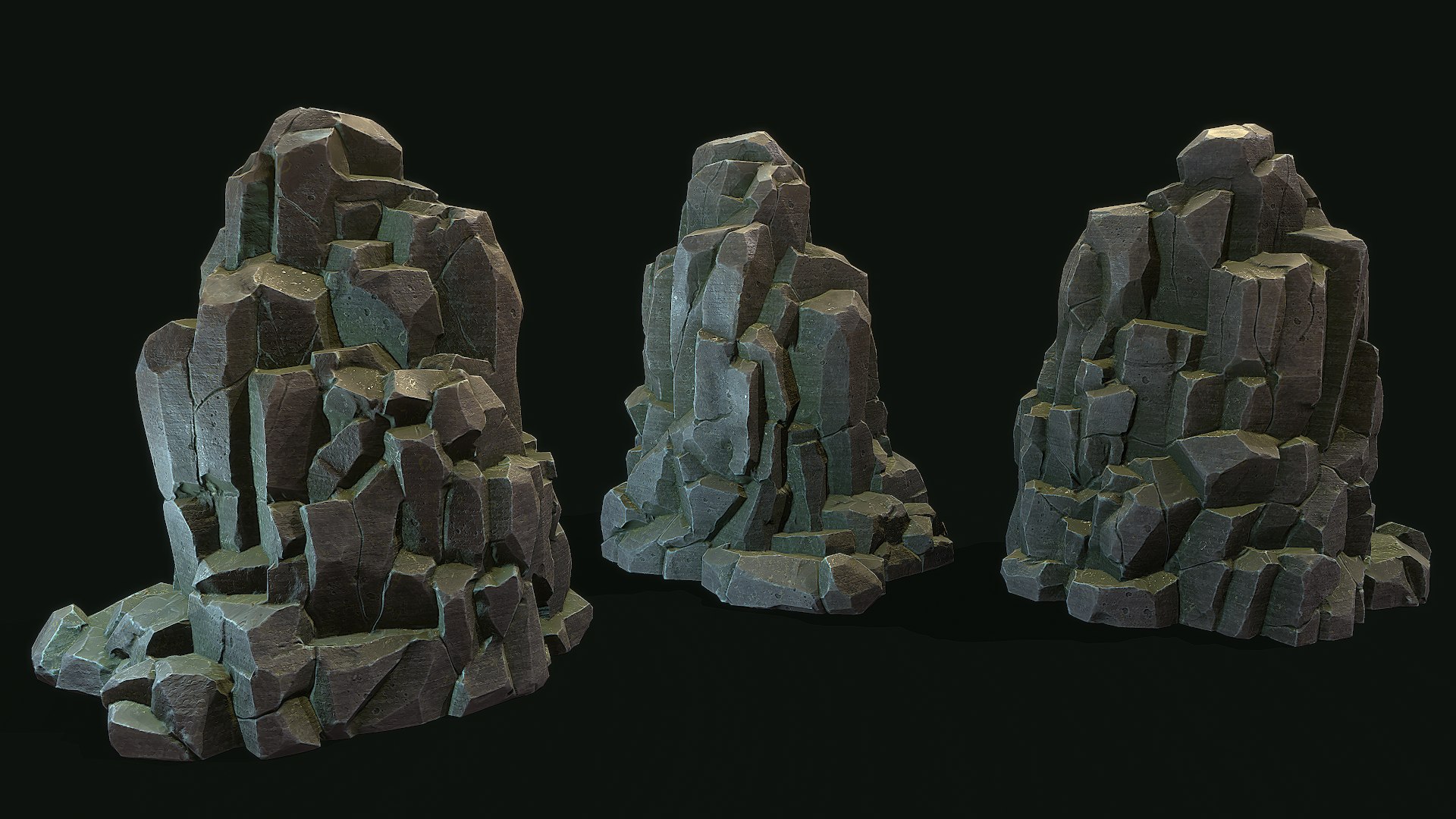 3D Stylized Gray Stone Moss 6 - TurboSquid 2135133