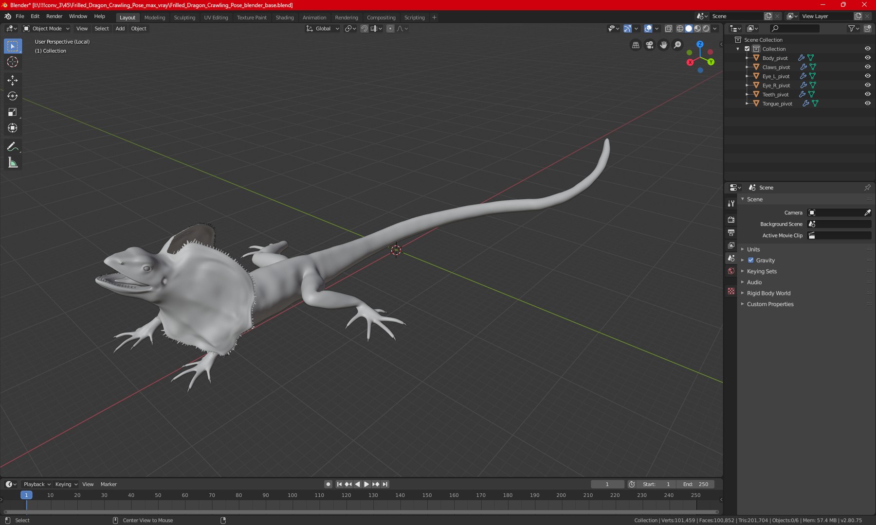 3D Frilled Dragon Crawling Pose Model - TurboSquid 2258996