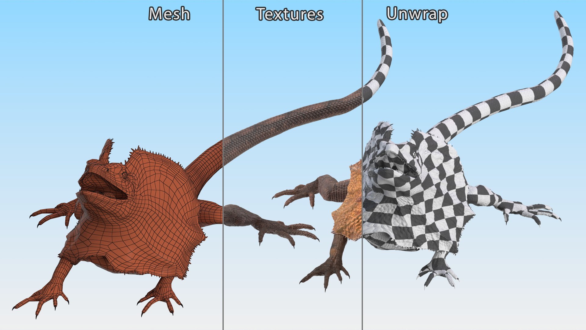 3D Frilled Dragon Crawling Pose Model - TurboSquid 2258996