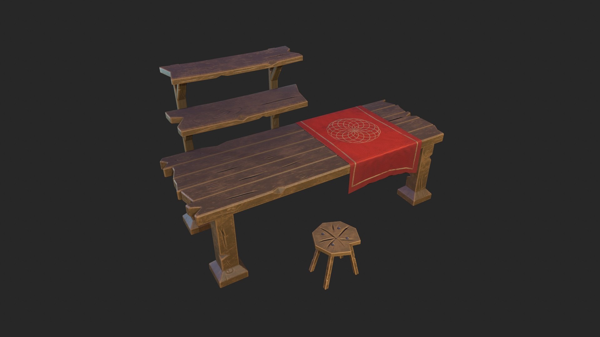 3D Stylized worksplace table stool model - TurboSquid 1717166