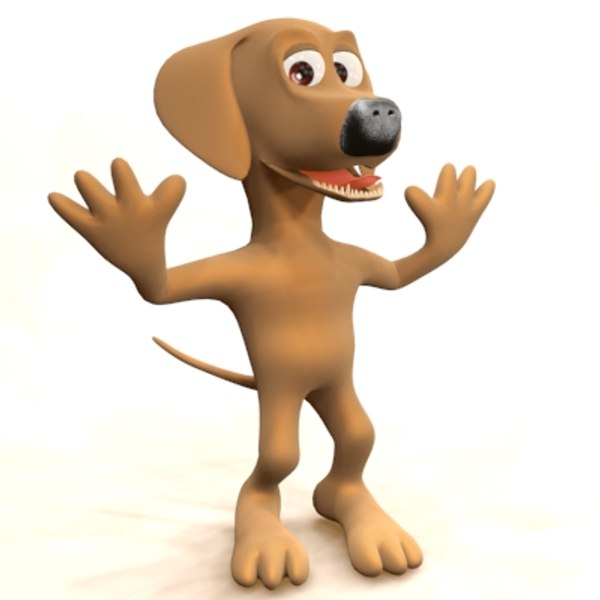 rigged cartoon dog biped 3d max
