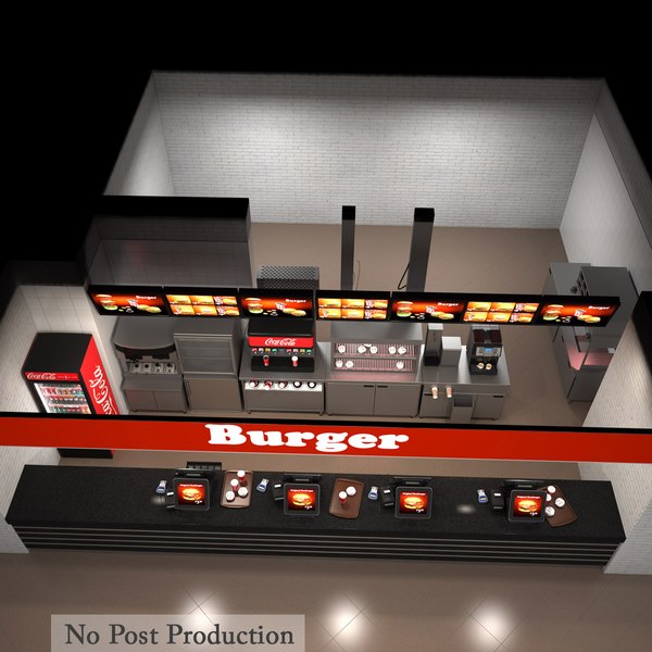burger counter 3d model