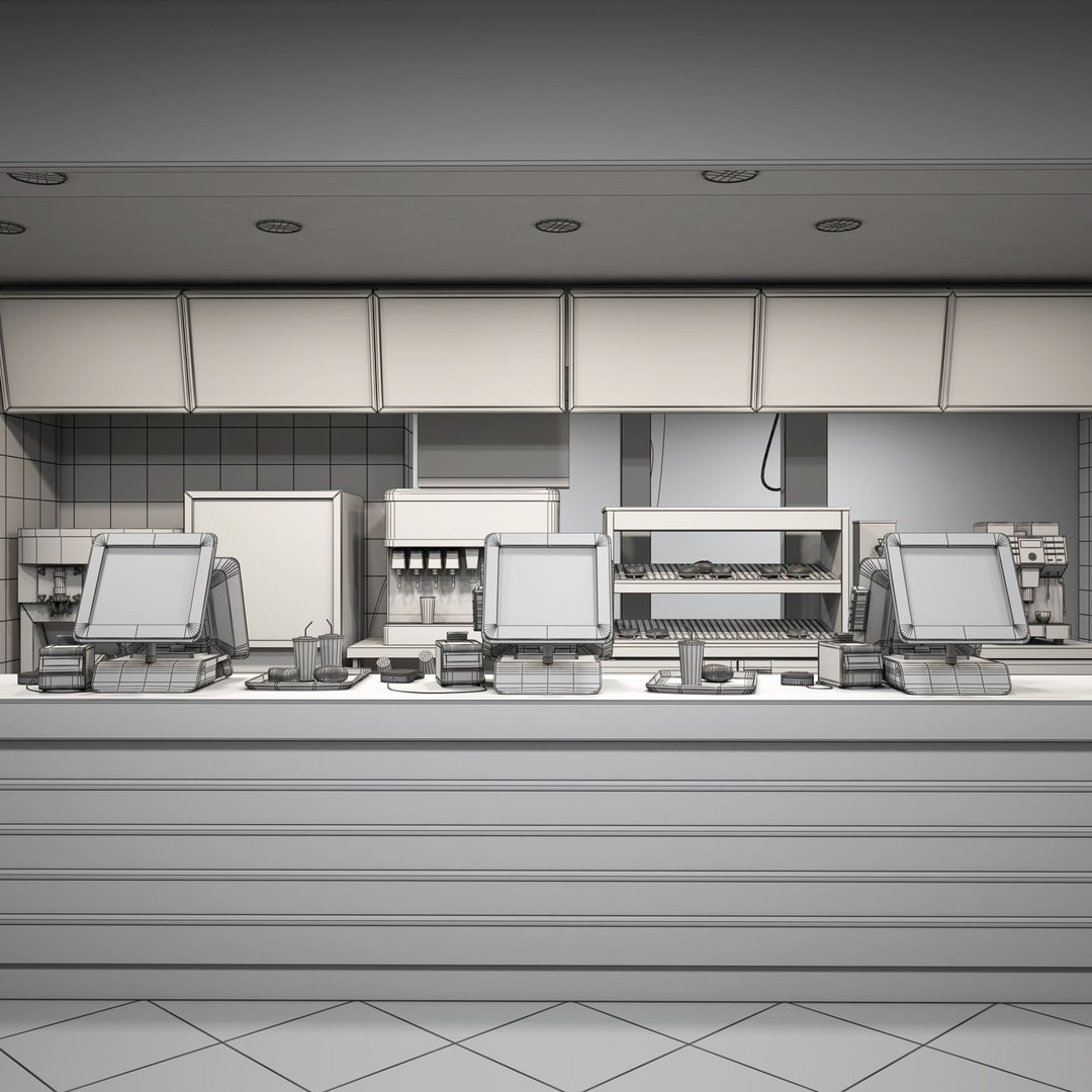 burger counter 3d model