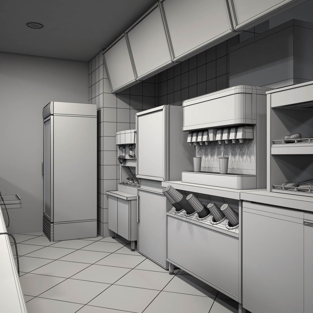 burger counter 3d model