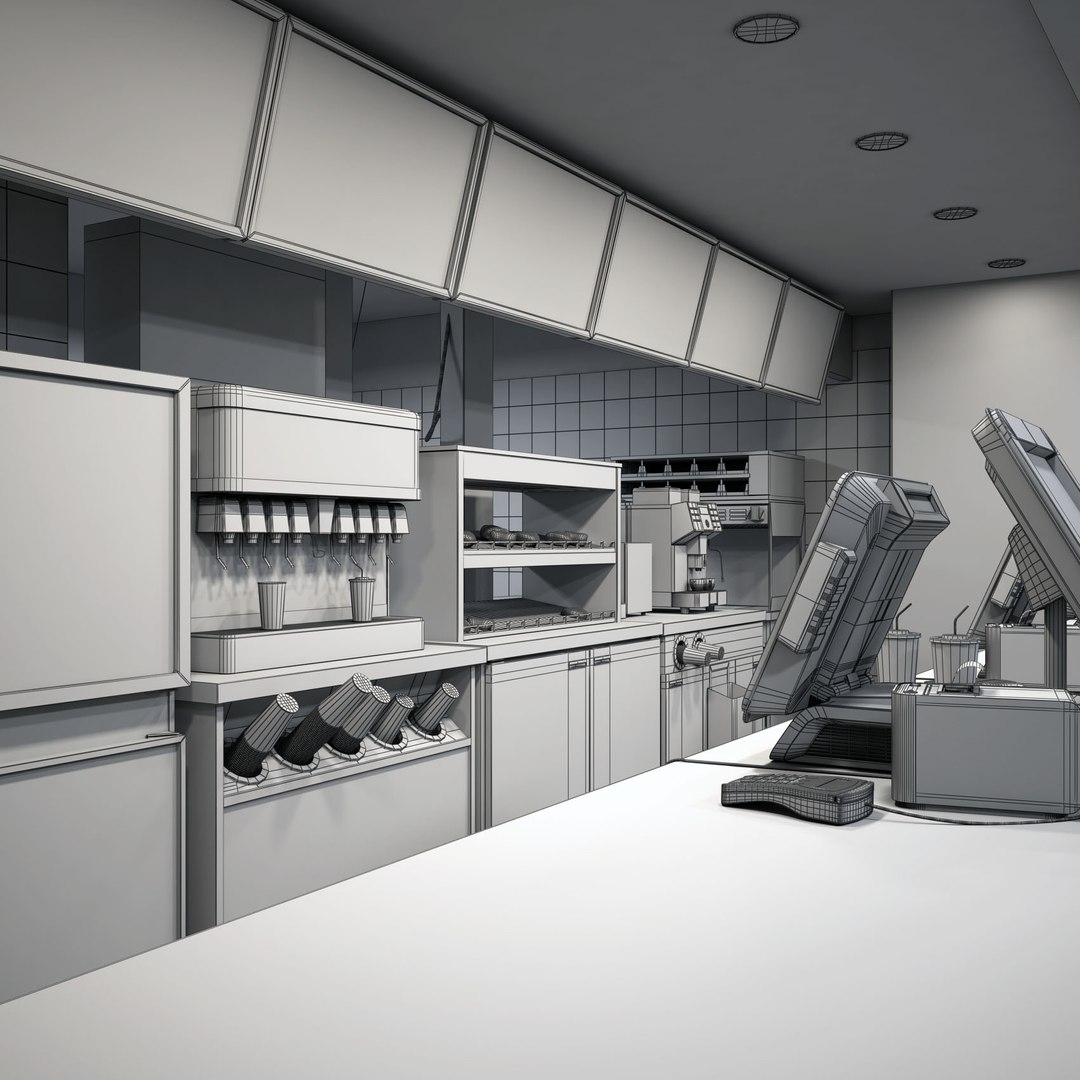 burger counter 3d model