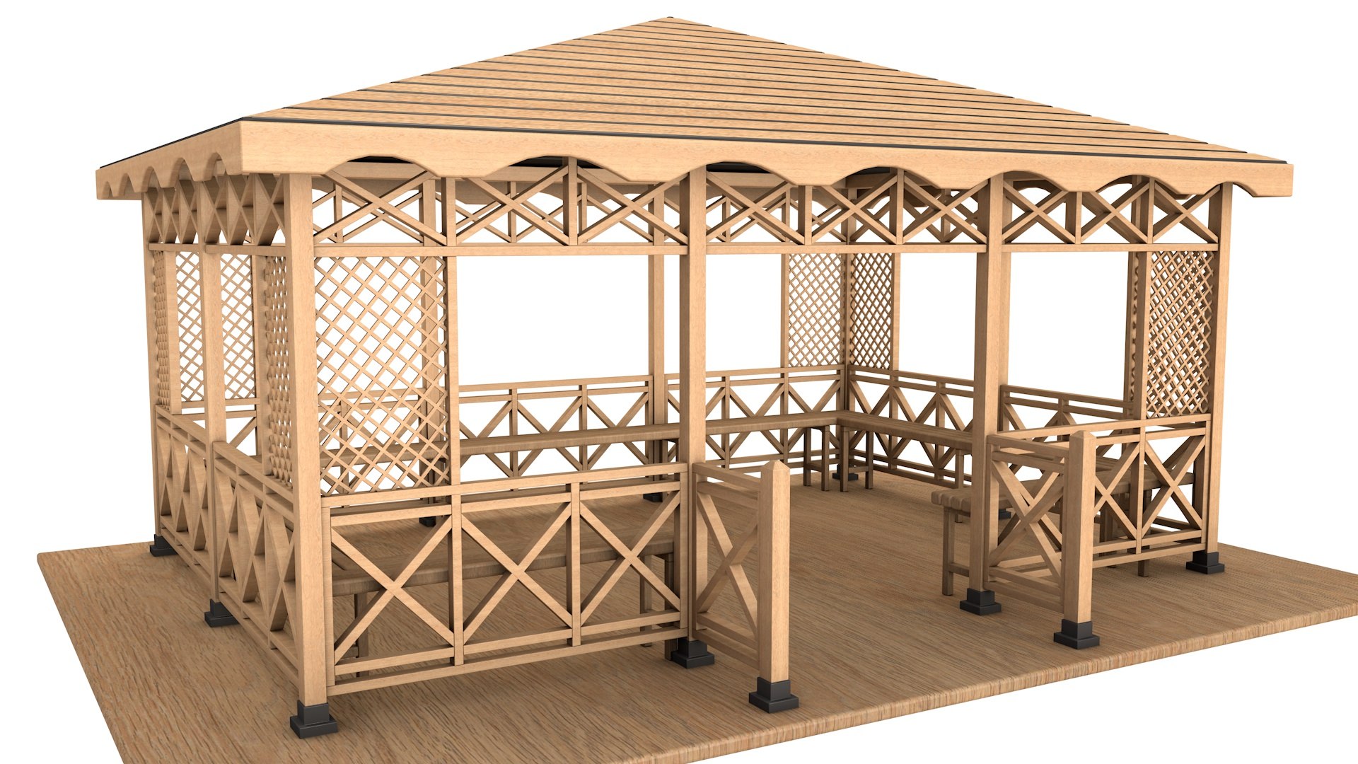 3D model Wooden Gazebo - TurboSquid 1851170