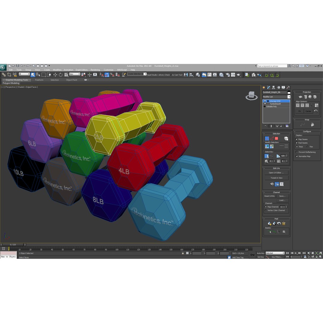 3d dumbbell weights set generic model