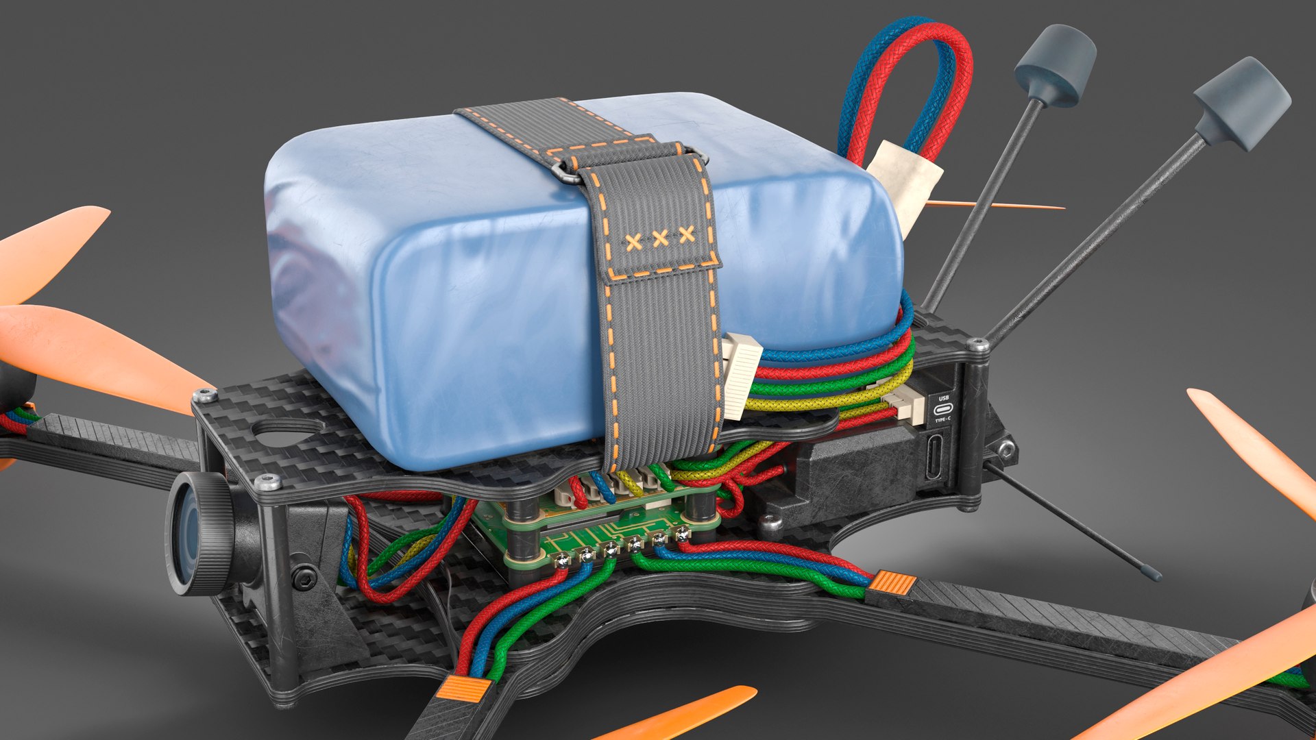 3D FPV Drone PBR Model - TurboSquid 2206255