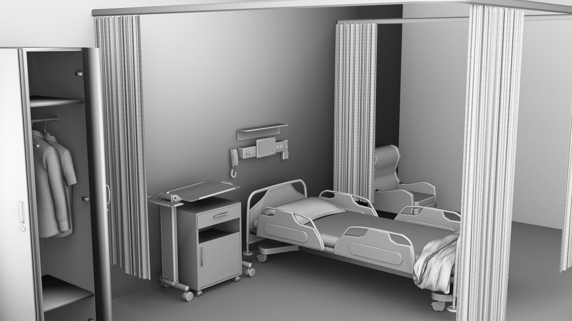 3D Model Hospital Room Interior - TurboSquid 2162938