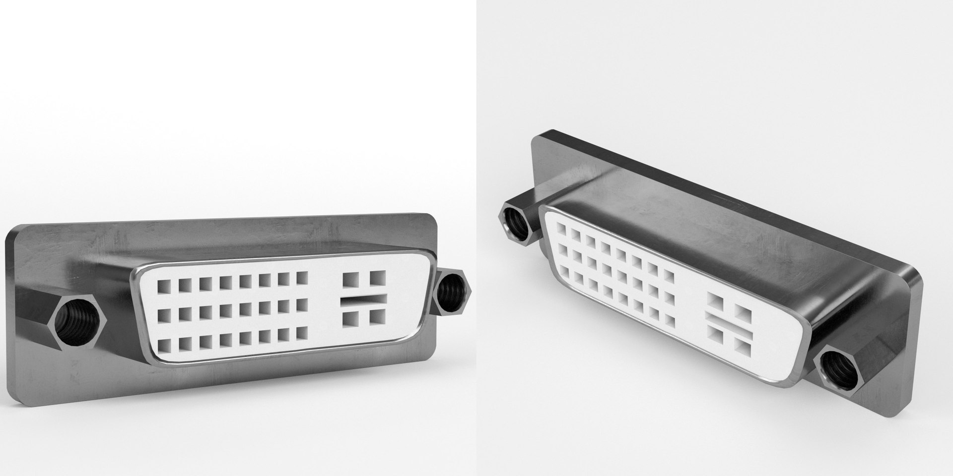 3d Dvi Panel Mount Connector Model