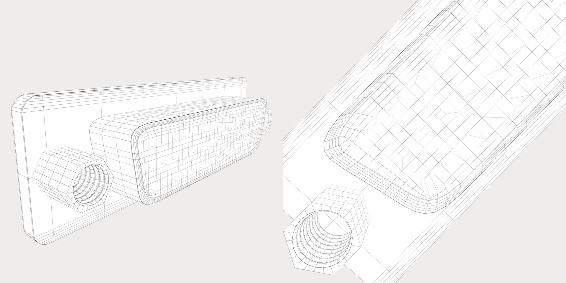 3d Dvi Panel Mount Connector Model