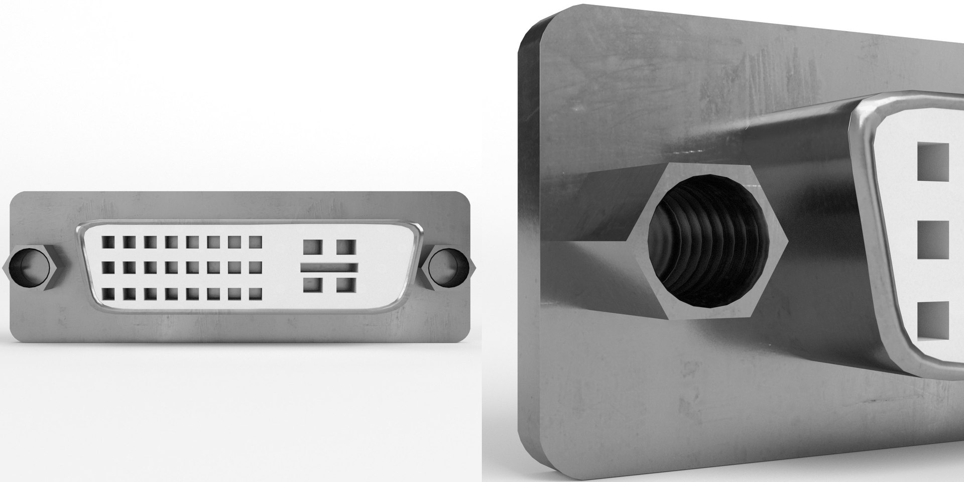 3d Dvi Panel Mount Connector Model