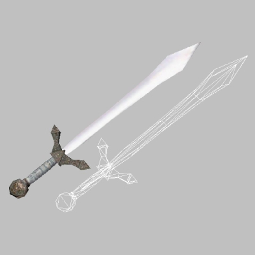 3d sword polygons handle model