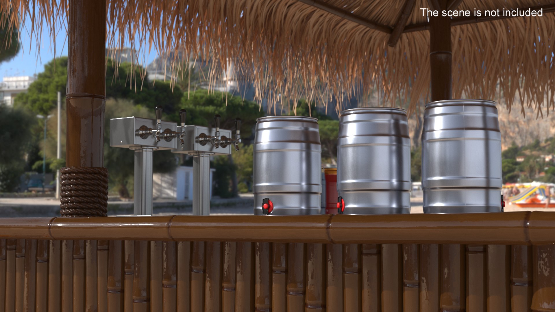 3D Tropical Tiki Bar With Seating Arrangement - TurboSquid 2302516