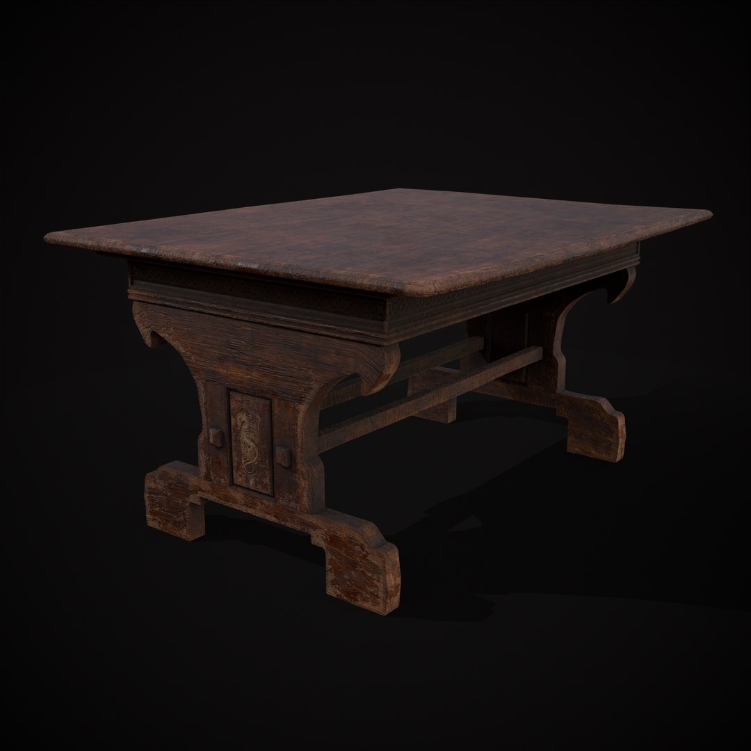 Rustic Elegant Medieval Reading Table 3D model - TurboSquid 1988543