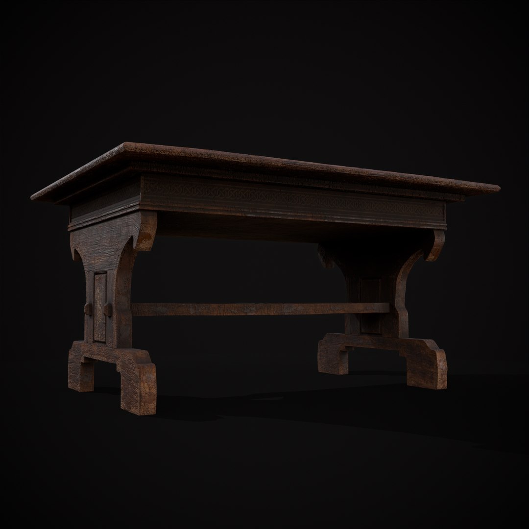 Rustic Elegant Medieval Reading Table 3D Model - TurboSquid 1988543