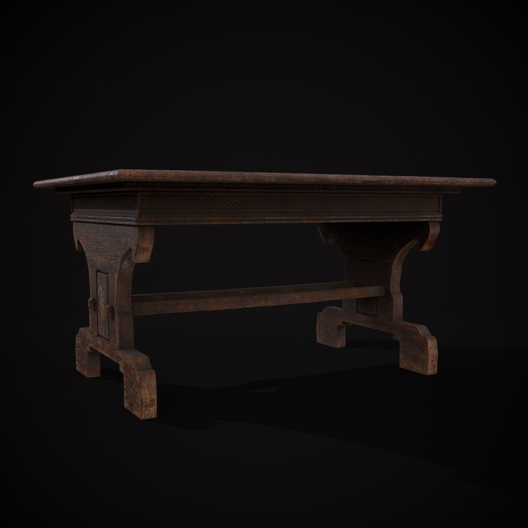 Rustic Elegant Medieval Reading Table 3D Model - TurboSquid 1988543