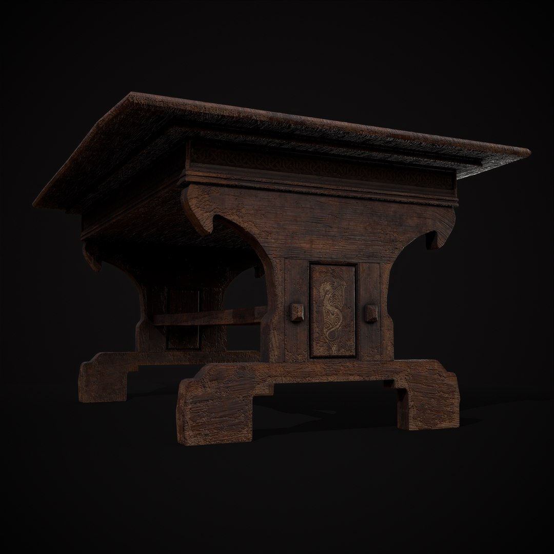 Rustic Elegant Medieval Reading Table 3D model - TurboSquid 1988543