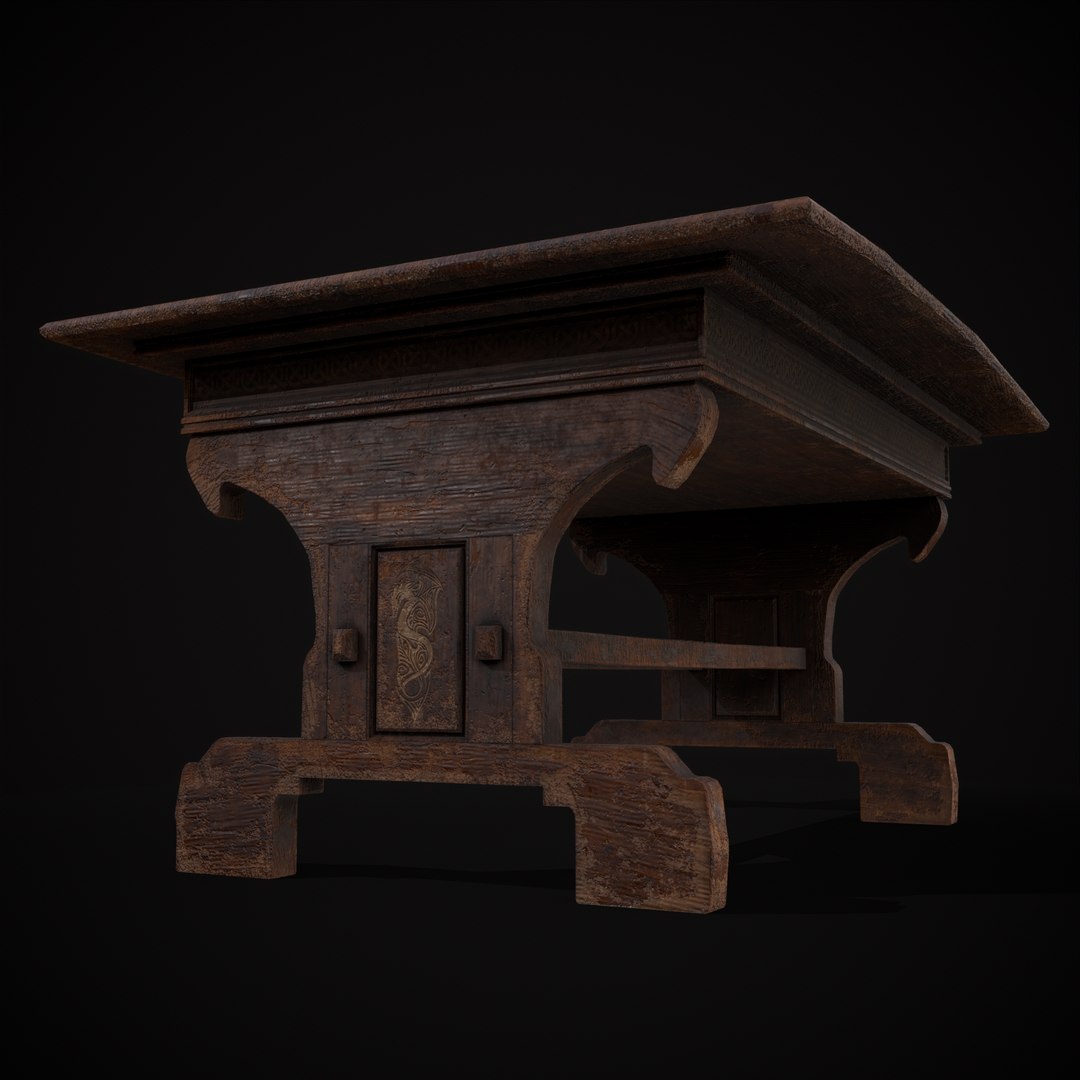 Rustic Elegant Medieval Reading Table 3D model - TurboSquid 1988543