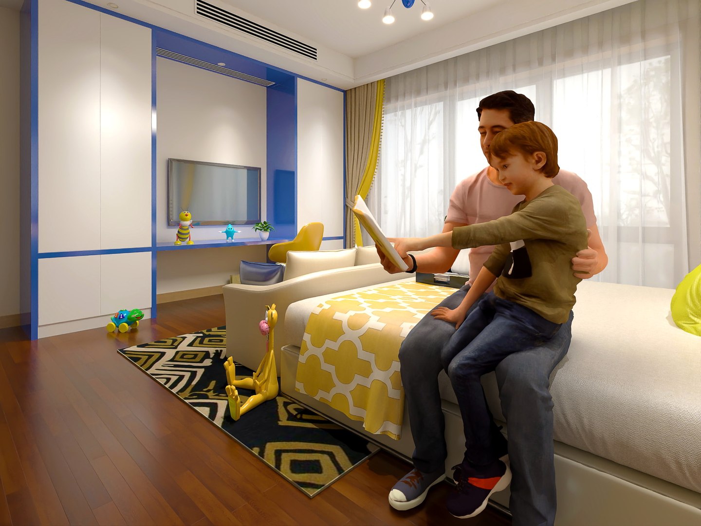 3D Double Children Bedroom 3D Model - TurboSquid 2269669